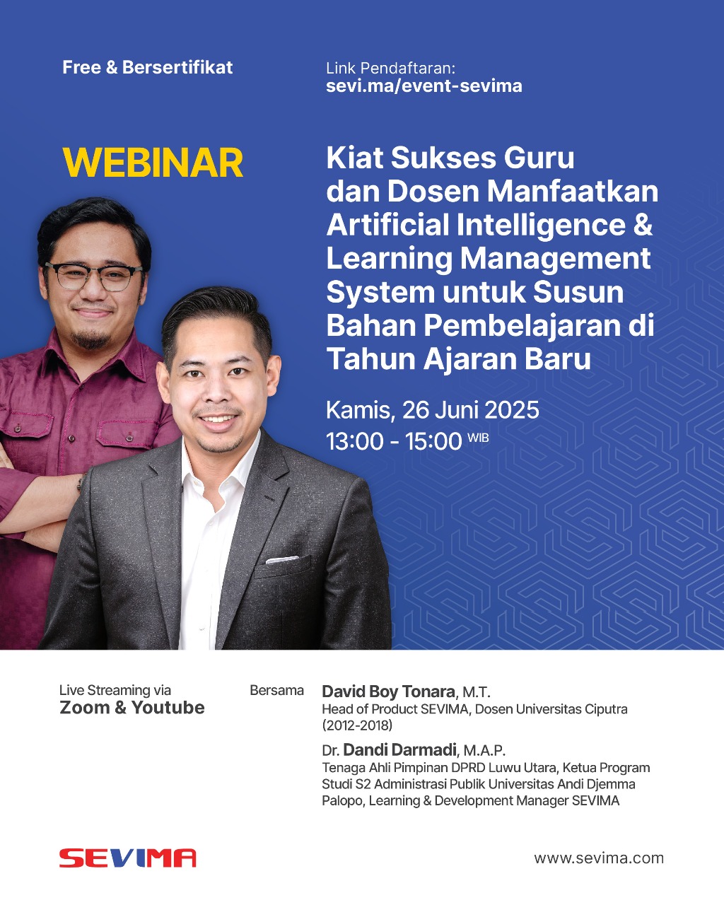 Form pendaftaran Webinar : Kiat Sukses Guru dan Dosen Manfaatkan AI dan Learning Management System